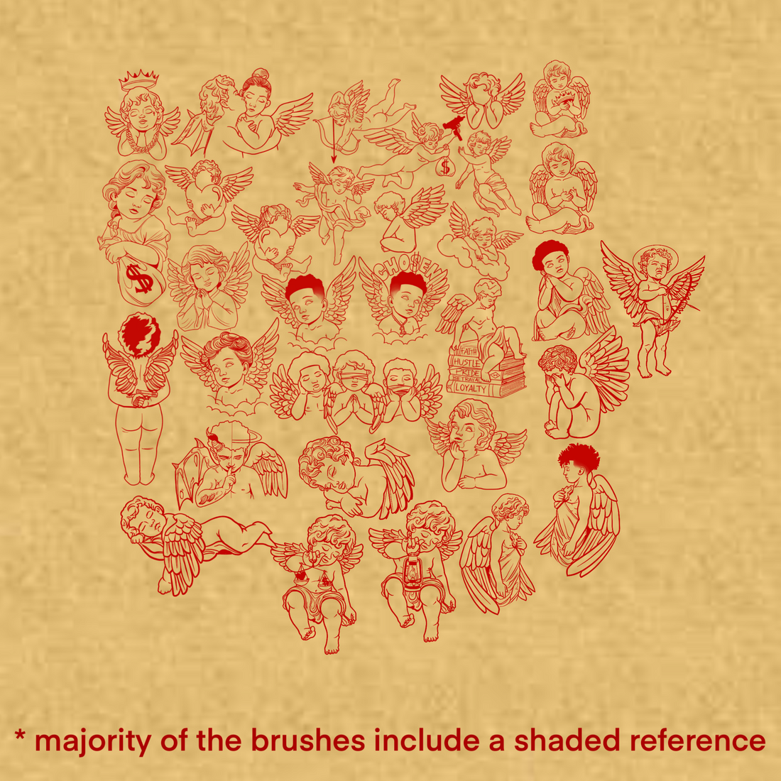 Baby angels *Procreate BrushSet – Tatu stencils by FreeTatu